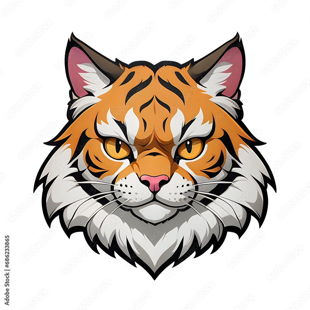 Majestic Tiger Face - Isolated Vector Illustration. Isolated intense ...