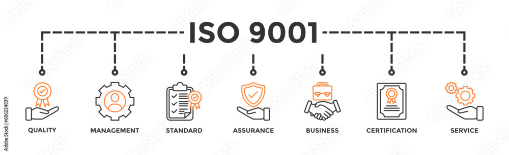 Vecteur Stock ISO 9001 banner web icon vector illustration concept with ...