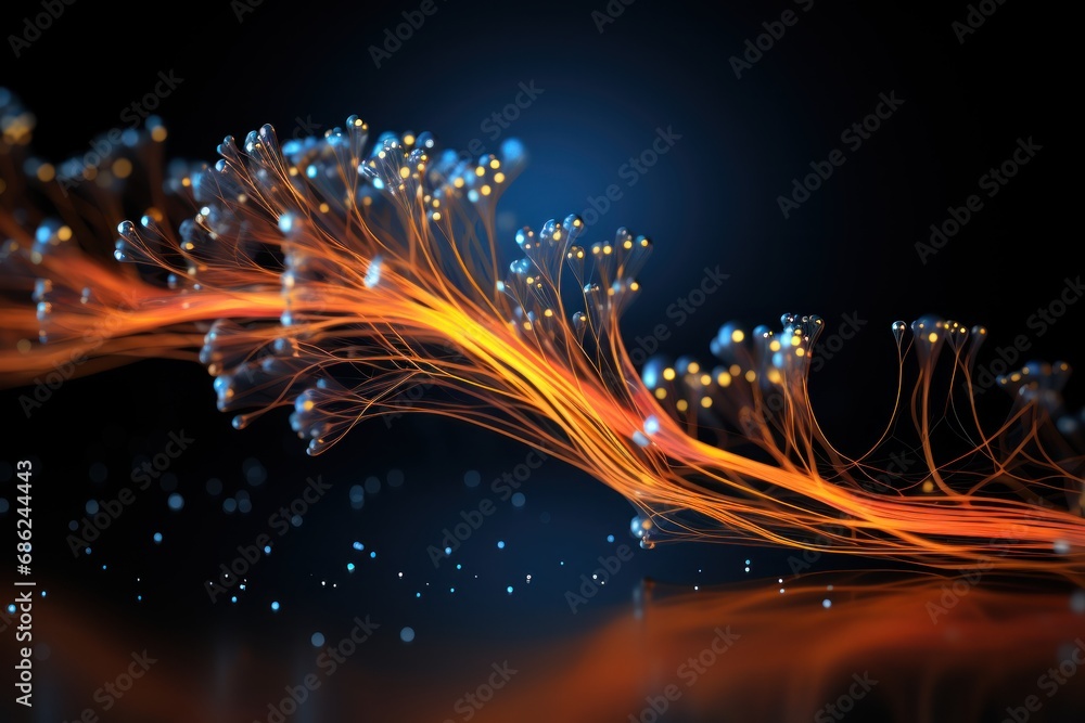 Intricate Web of Fiber Optic Cables Transmitting Data Signals ...