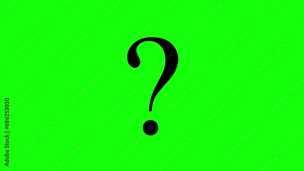 Animated Black 3D Question Mark Symbol on Green Screen. Isolated ...