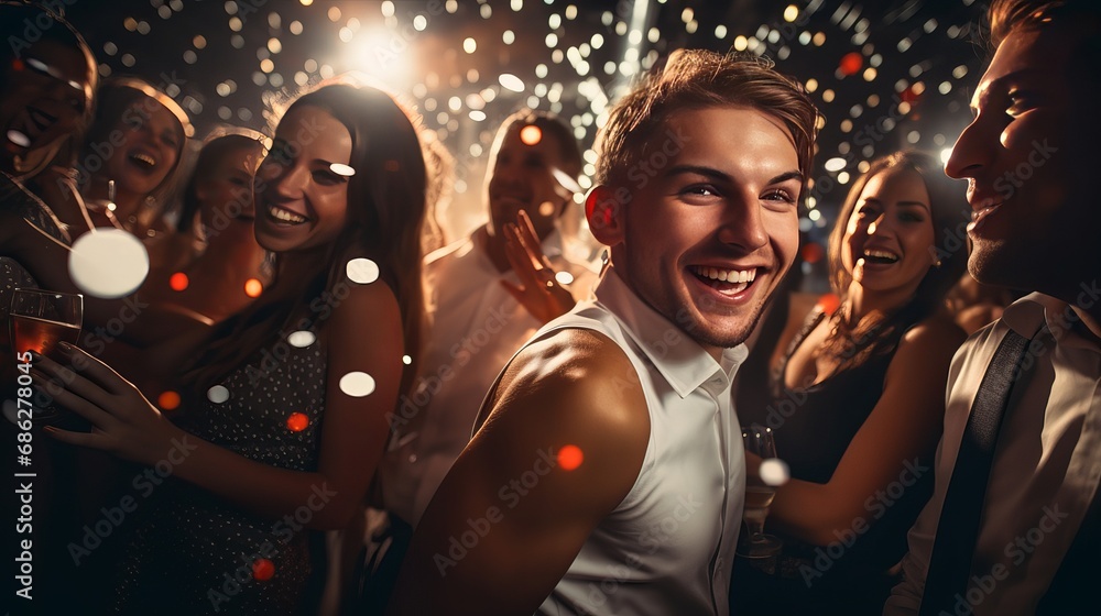 This template is designed for a night party poster with a blue ...