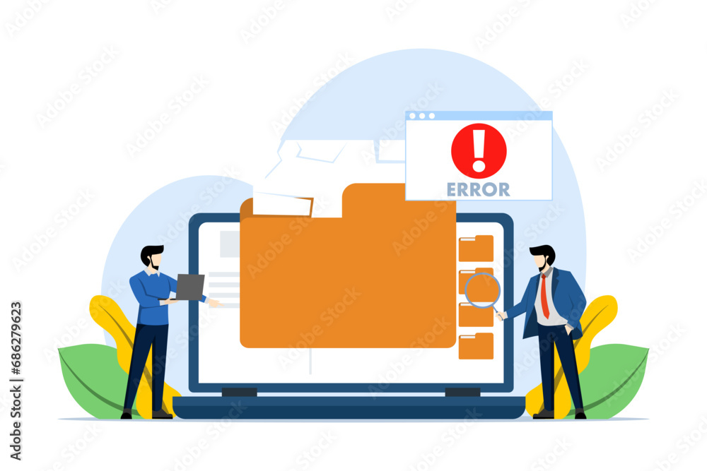 Error and warning concept of damaged or corrupted files. People ...