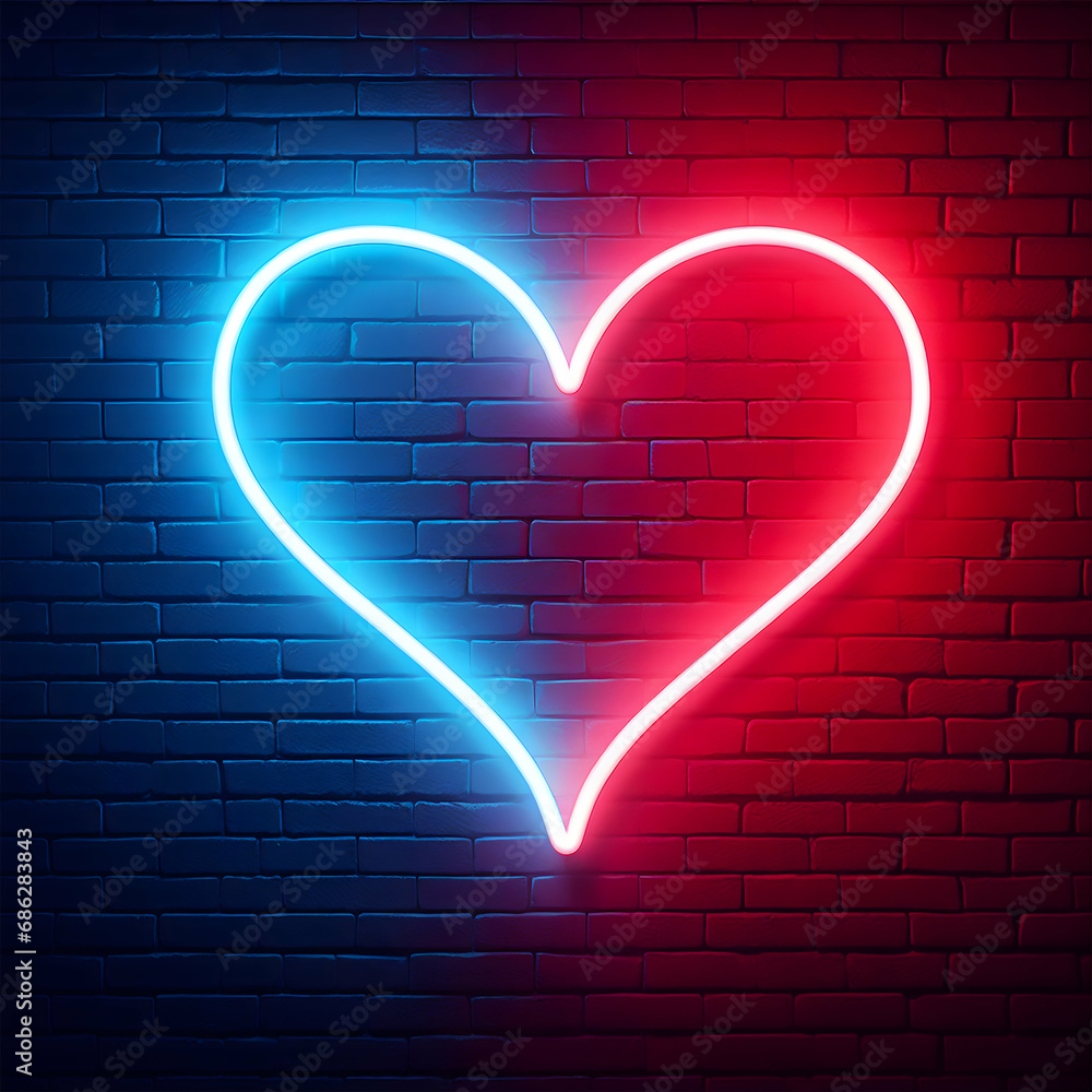 Red and blue neon background lighting effect surrounded by a heart ...