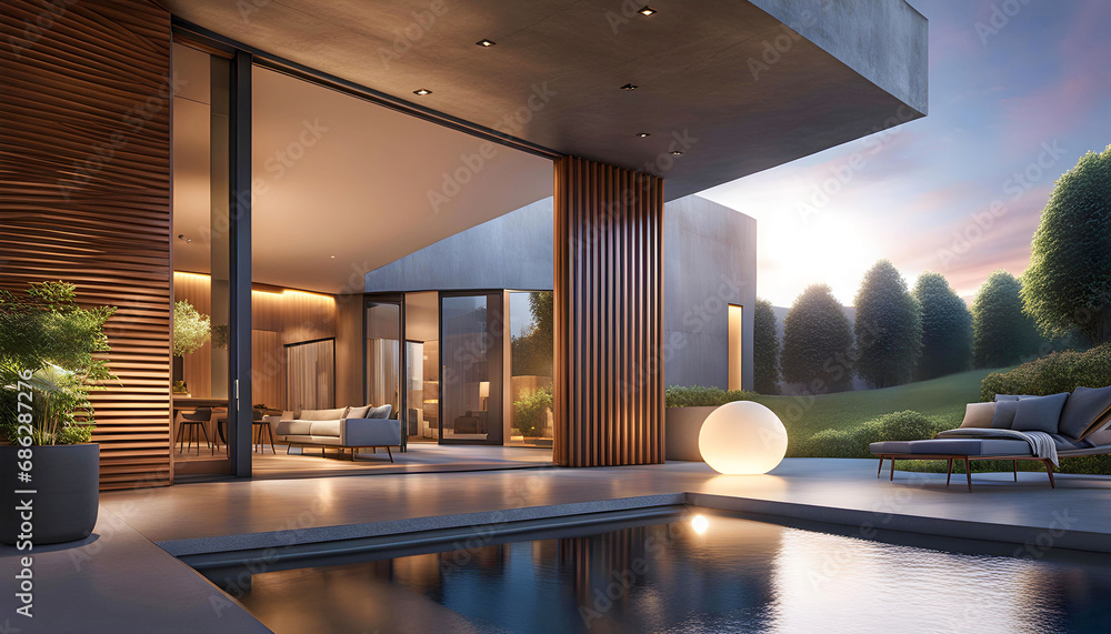 3D rendering of architectural modern concrete forms, modern house design, Stock Photo | Adobe Stock