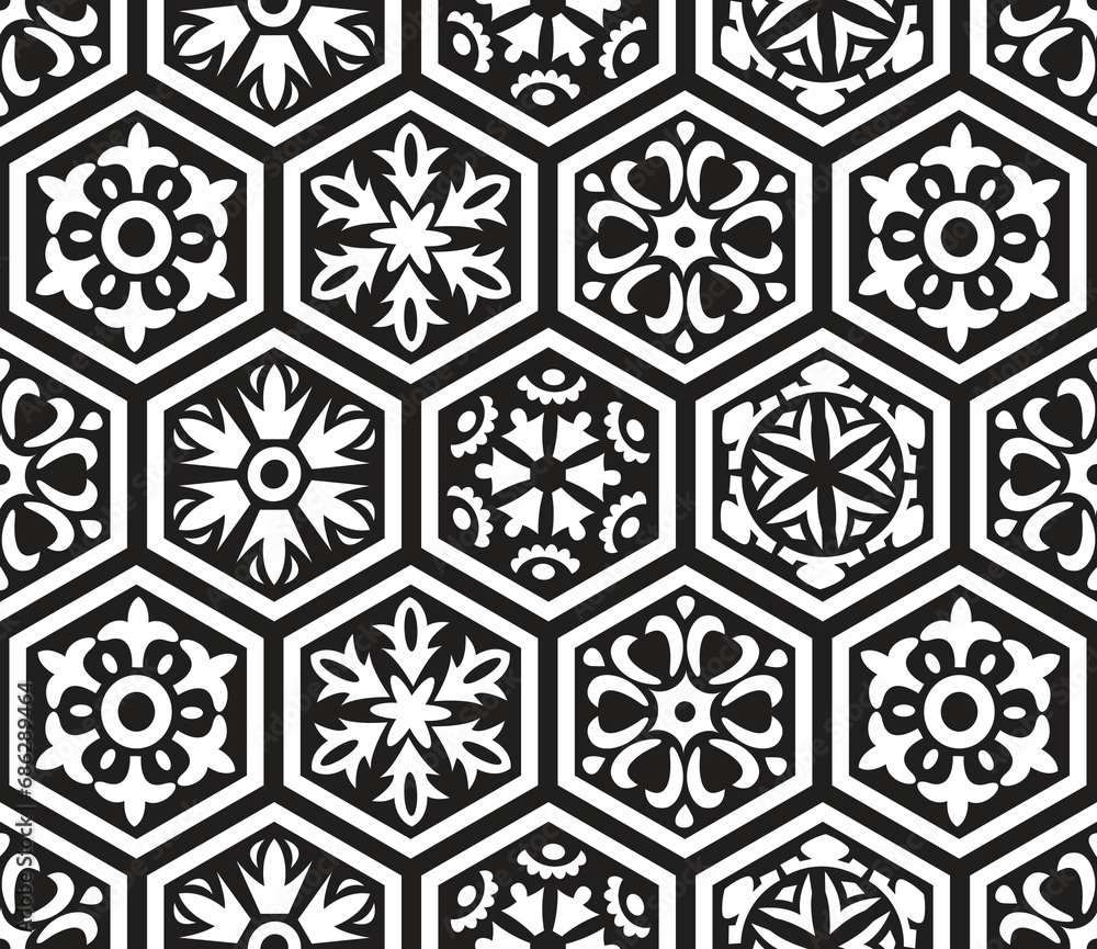 Textile fabric border motif pattern for a geometric oriental seamless ...