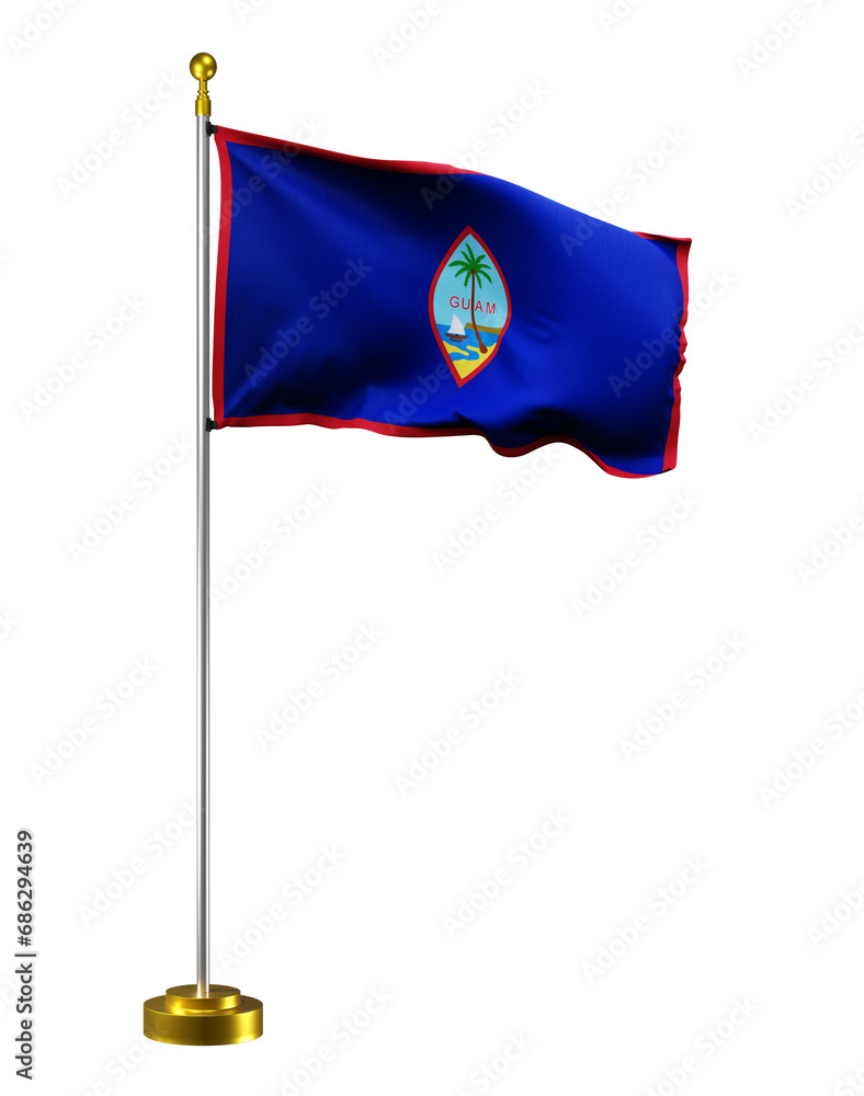 guam flag wave on transparent or PNG background. digital illustration ...