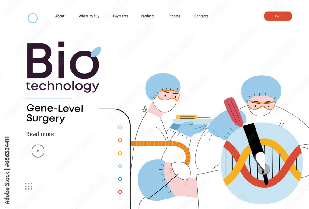 Bio Technology, Gene-Level Surgery -modern flat vector concept ...