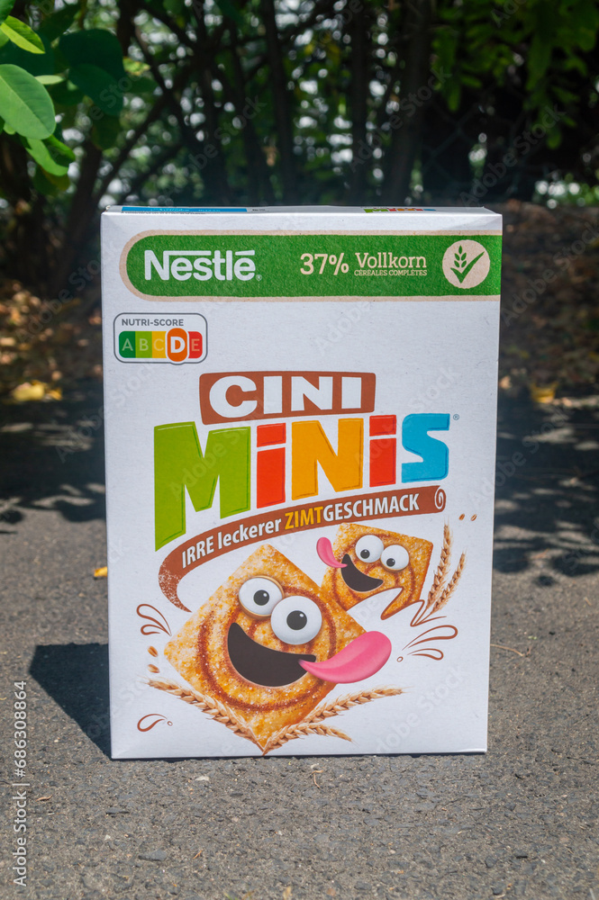 Hanau, Germany - June 24, 2023: Nestle Cini Minis breakfast cereals ...