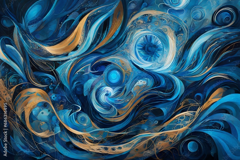 "Create an abstract art composition featuring vibrant blue nova 825 ...
