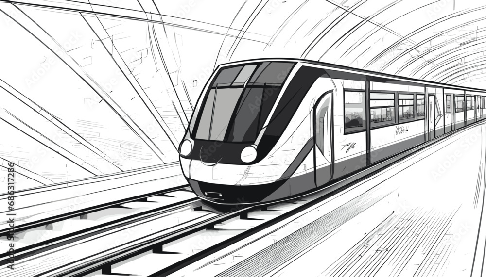 Vector Illustration of a High-Speed Metro Train in France, Europe and ...