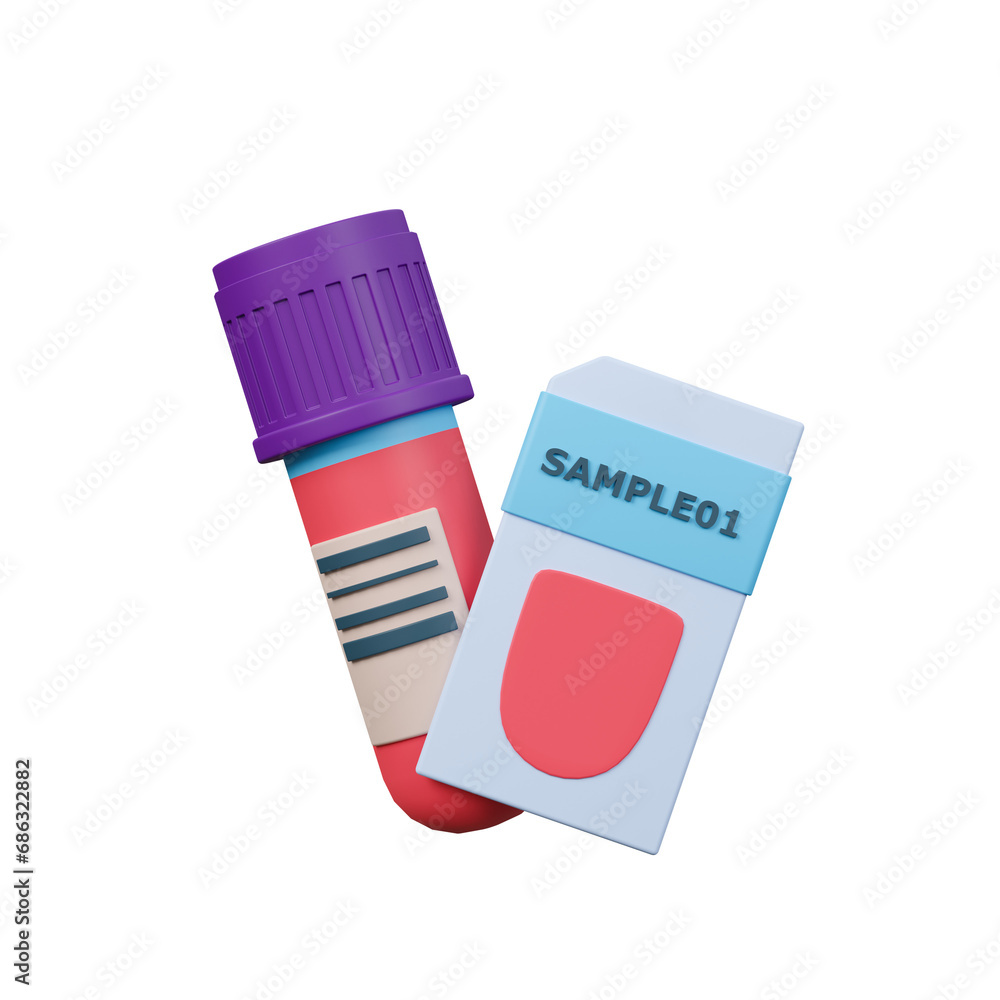 EDTA blood collection tube with peripheral blood smear slide 3d ...