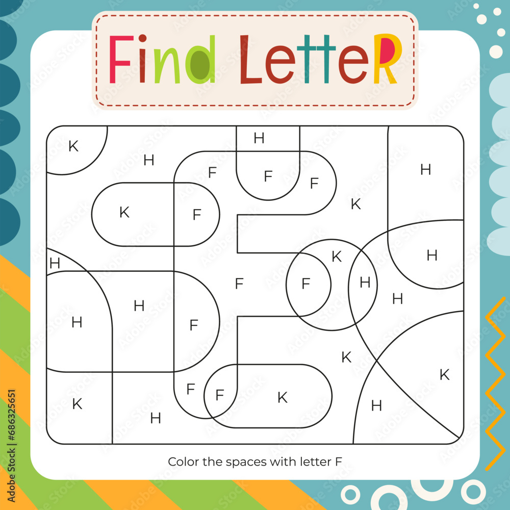 Coloring page for Letter Tracing Book. Color by letter F. Flash card ...