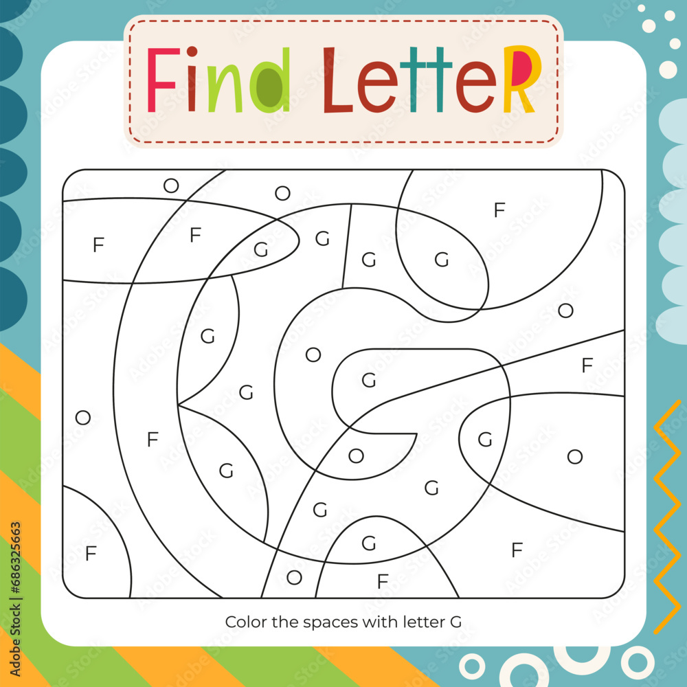 Coloring page for Letter Tracing Book. Color by letter G. Flash card ...