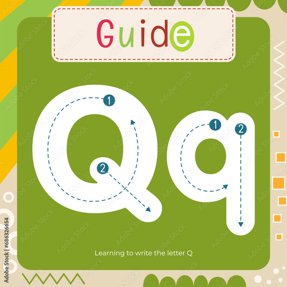 Letter Tracing Flash Card for kids. Guide – learning to write letter Q ... Letter Tracing Flash Card for kids. Guide – learning to write letter Q ...