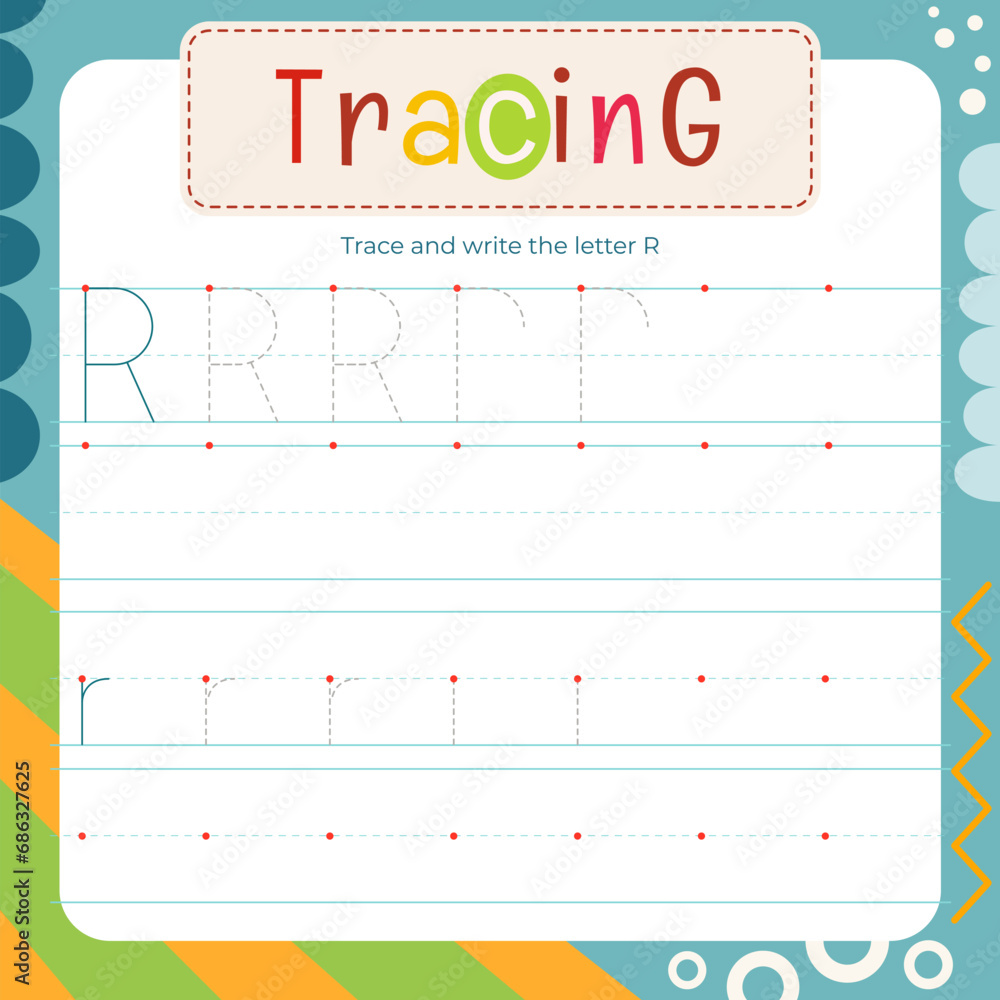 Handwriting and tracing practice for letter R uppercase and lowercase ...