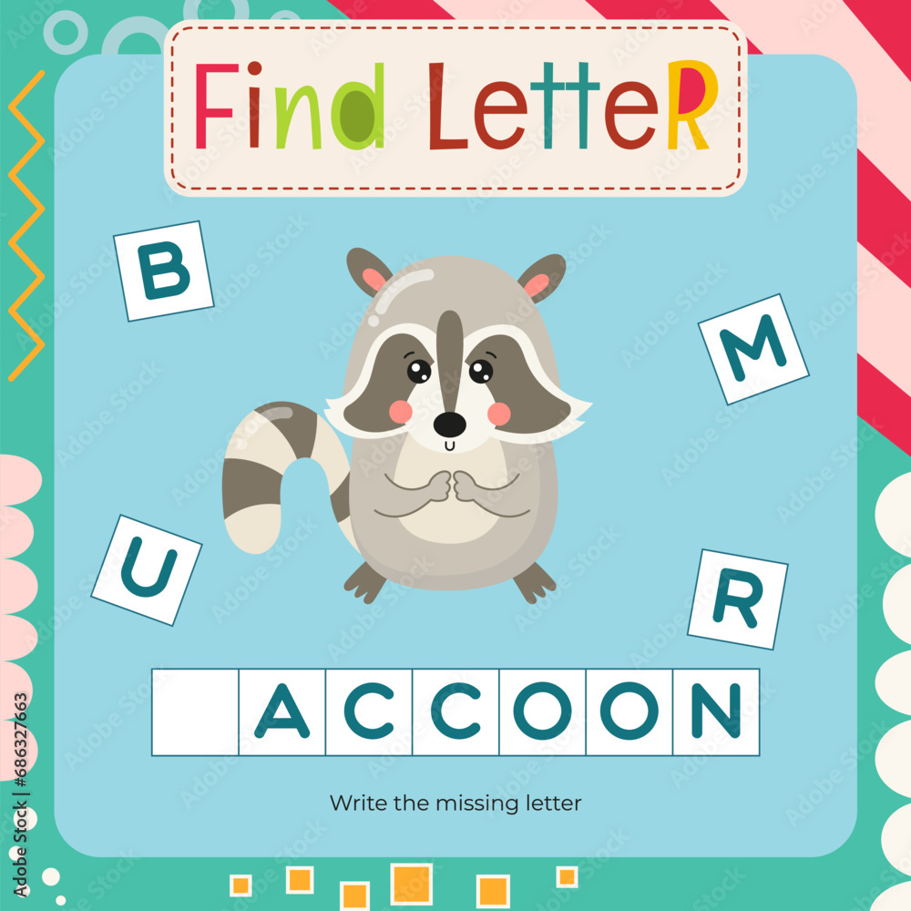 Word activities for Letter Tracing Book. Kids game Find letter – Write ...