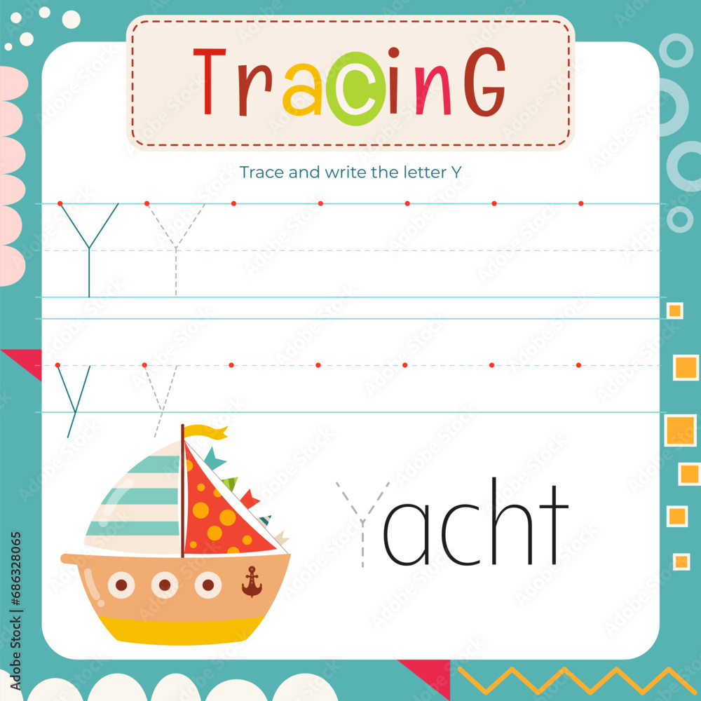 Letter Tracing Flash Card. Writing Letter Y uppercase and lowercase ...