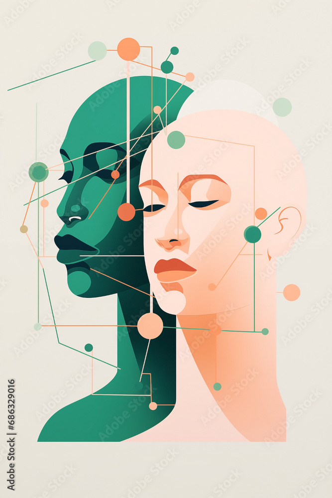 Multicultural assembly of diverse minds collaborating as a team ...