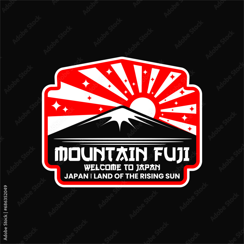 illustration vector of mount fuji, mountain fujiyama and the sun ...