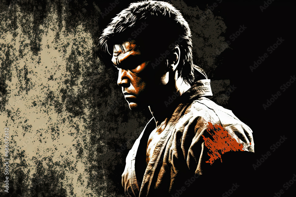 Profile of a Determined Martial Artist. Karate wallpaper Stock ...