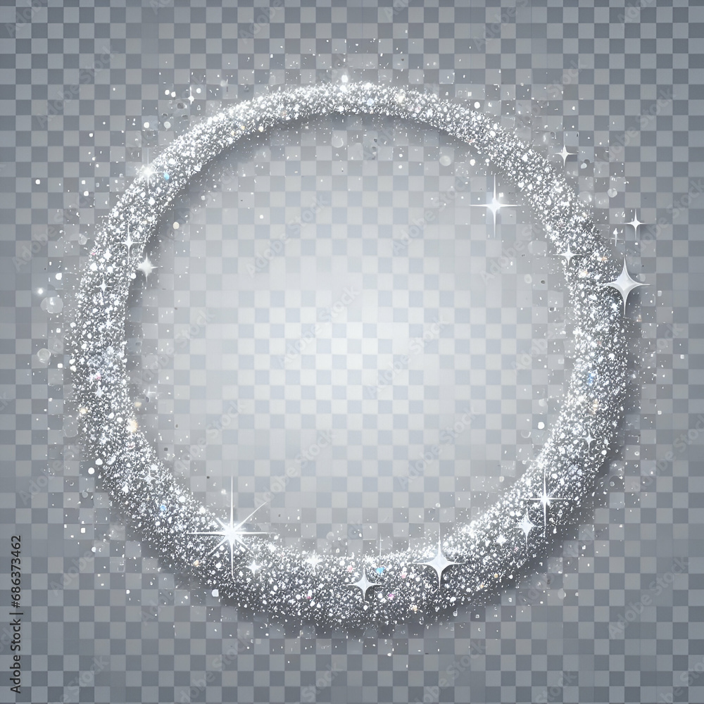 silver glitter round circle frame isolated on transparent background illustration, png, clip art ...