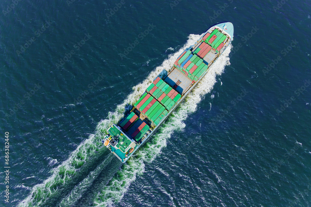 Cargo ship carrying container and running very fast for export cargo ...