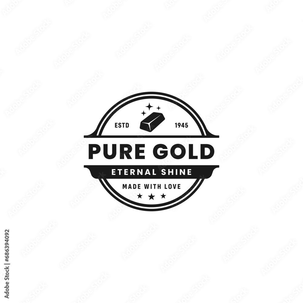 Pure gold logo or Gold bar logo vector isolated in flat style. Pure ...