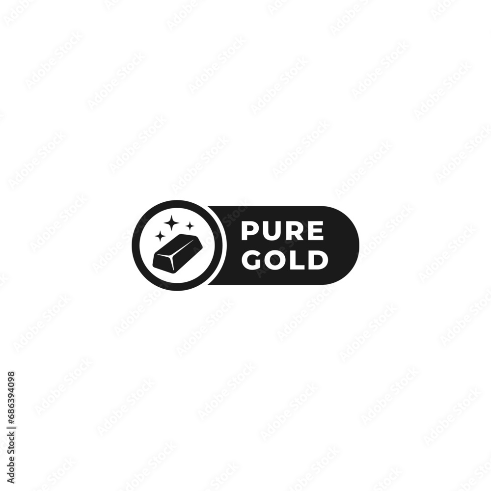 Pure Gold Label Or Pure Gold Sign Vector Isolated In Flat Style Pure Gold Label For Apps