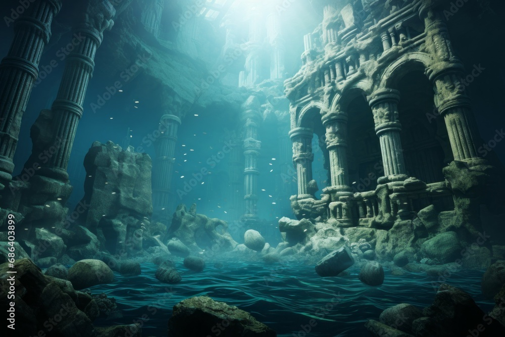 Legendary Atlantis. The sunken continent of an ancient highly developed ...