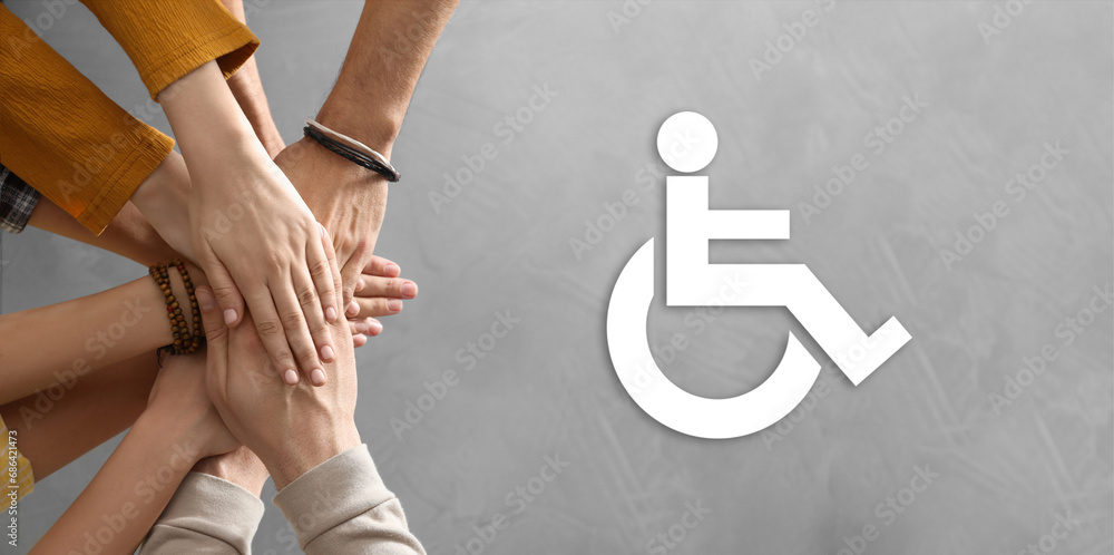 Inclusive workplace culture, banner design. International symbol of ...