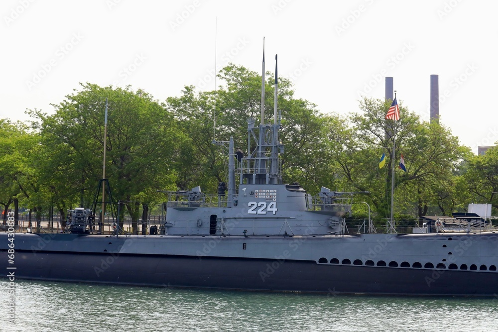 WWII Submarine Museum - USS Cod submarine of the US Navy. The vessel is ...