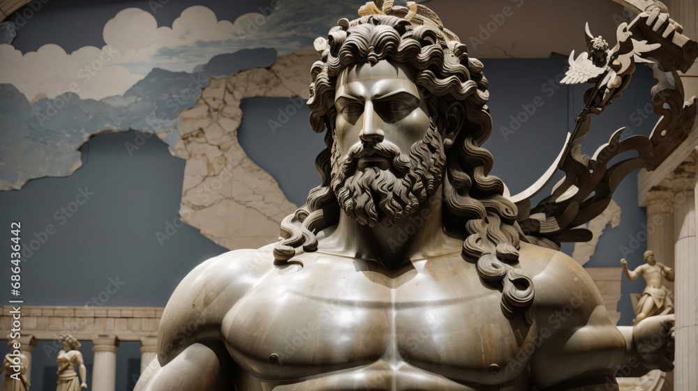 Sculpture of Hercules a brutal, muscular male, with a beard, the Greek ...
