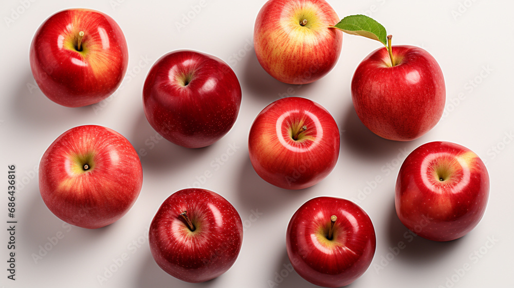 Red apple apples, many angles and view side top sliced halved cut ...