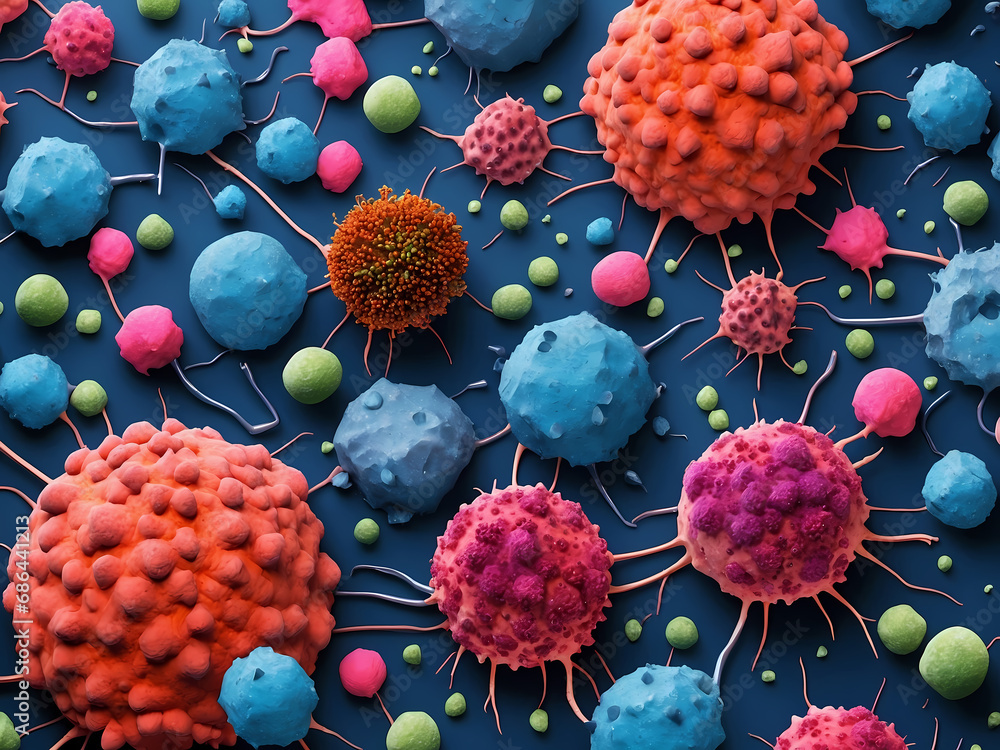 Colorful Gut bacteria, good and bad bacteria microbiome healthy gut ...