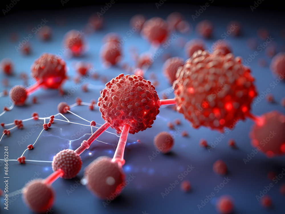 Cell disintegration and atom aggregation concept. Division explosion ...
