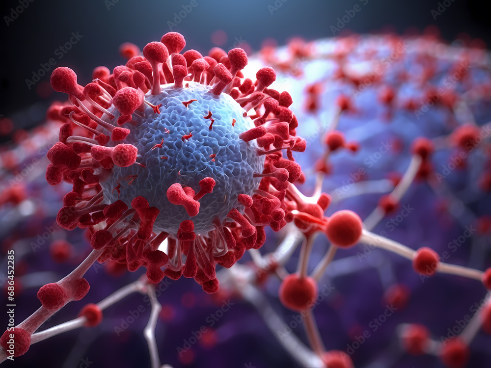 Cell disintegration and atom aggregation concept. Division explosion ...