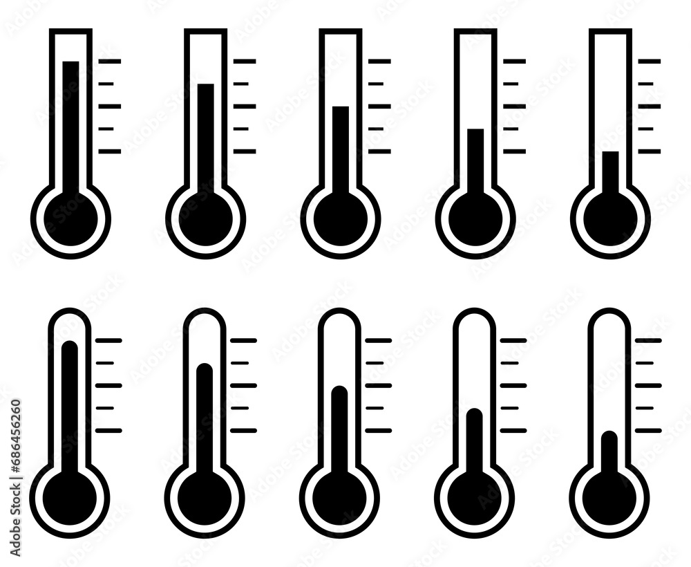 collection of thermometer icons symbols for measuring body temperature ...
