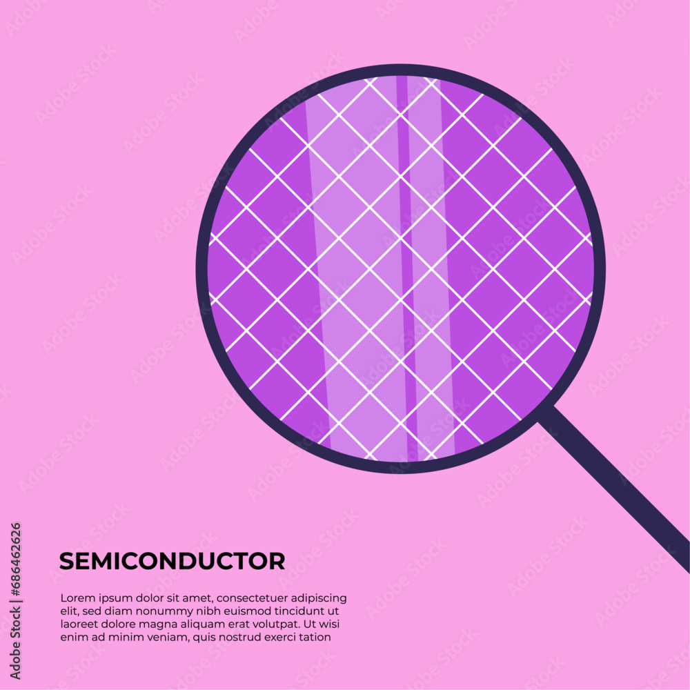 Semiconductor silicon structure under magnifying glass. Semiconductor ...