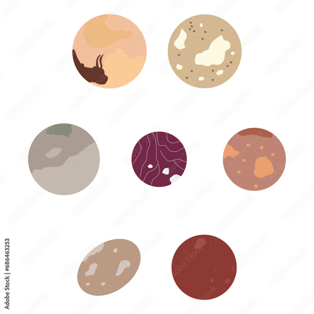 Hand drawn illustration of biggest dwarf planets of Solar System in ...