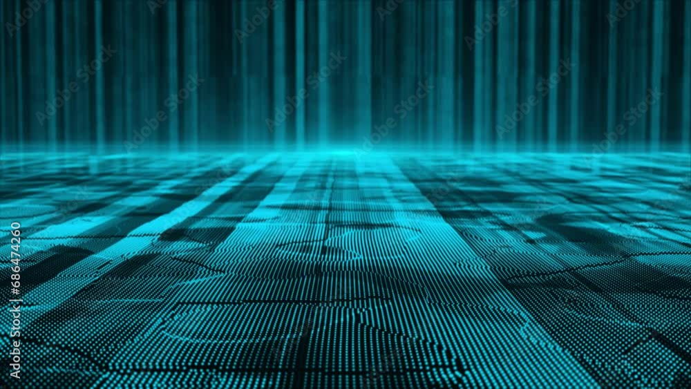 Royal blue color digital data flow particles cyber technology ...