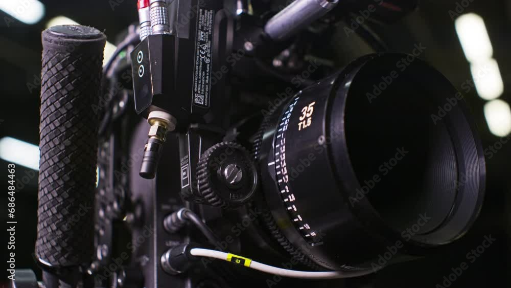 Modular professional cinema camera with sensor block separated from the body, high end cinema ...