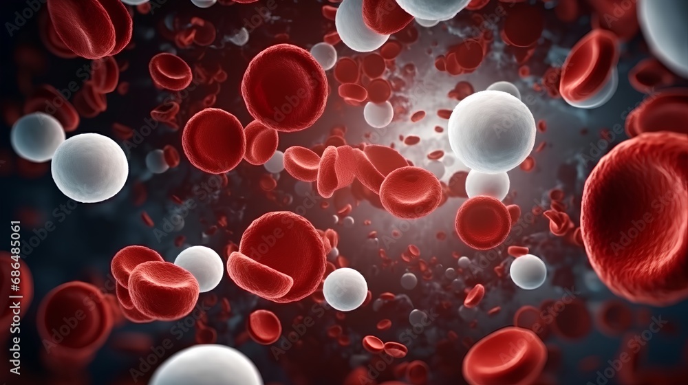 A highresolution microscopic view of human blood circulation showcasing ...