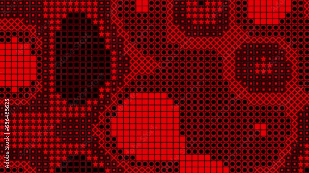 Red color various shapes topography and red scale shader geometrical ...