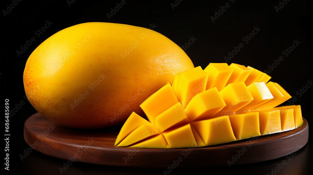 Fresh whole half and sliced mango fruit Stock Photo | Adobe Stock