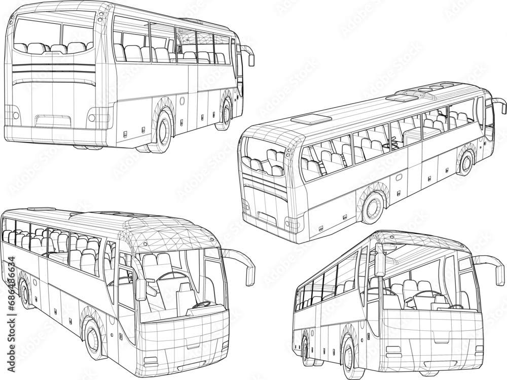 Vector sketch illustration of the design of a large bus transportation ...