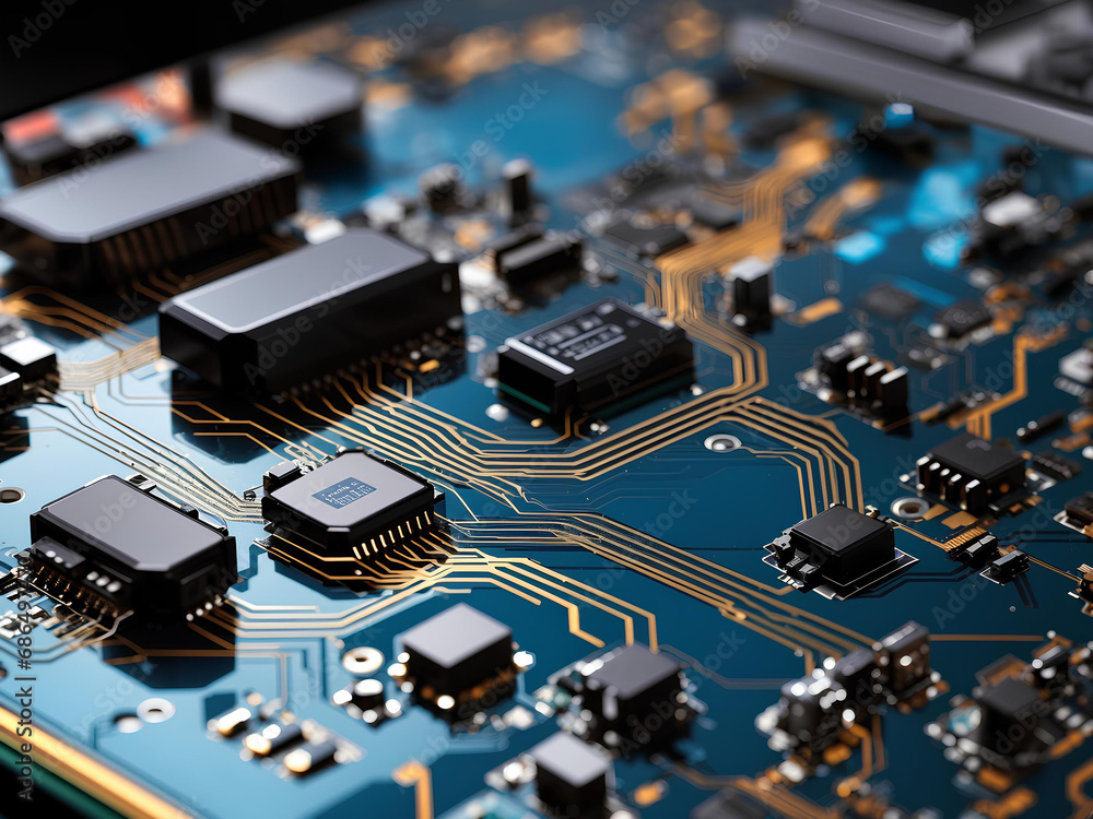 Printed circuit board futuristic server/Circuit board futuristic server code processing ...