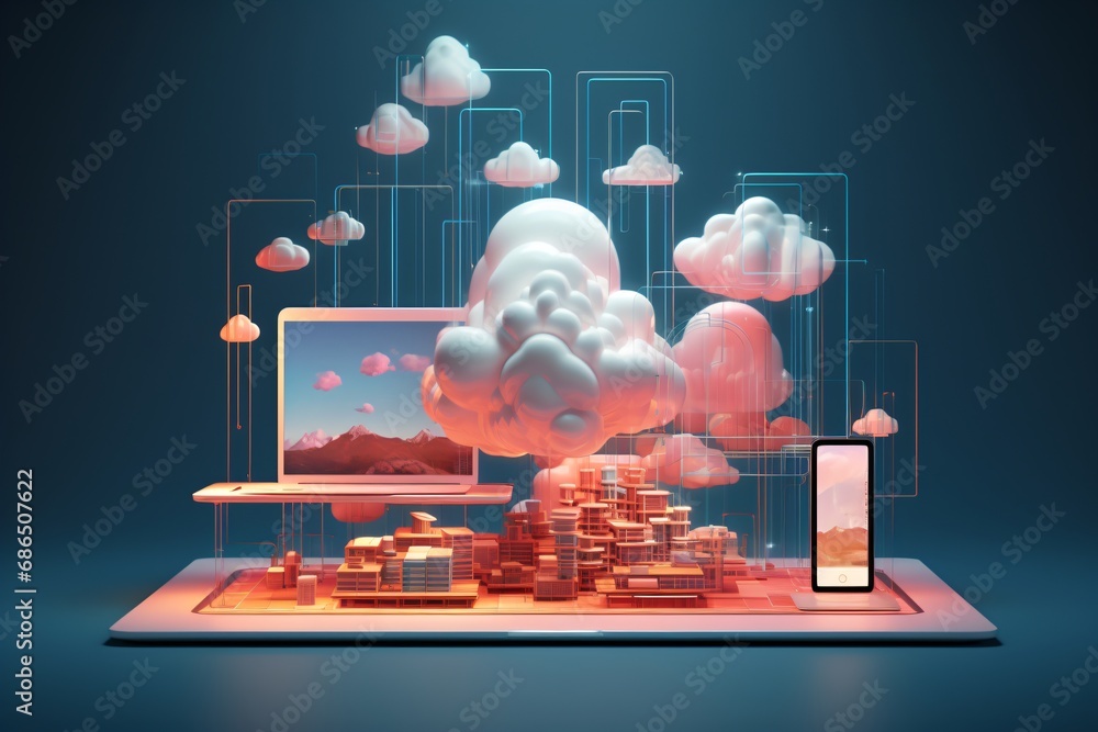Cartoon illustration for data security, cloud, and technology Stock ...