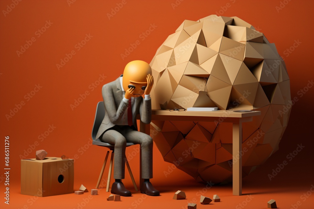 Cartoon illustration of a sad and lonely man who is depressed Stock ...