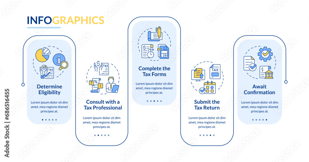 Apply for tax credits blue infographic template app screen. Fiscal ...