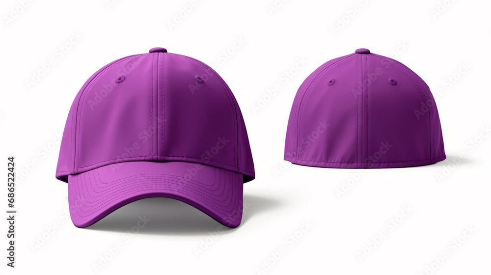 Front and back view of purple cap on white background Stock Photo ...